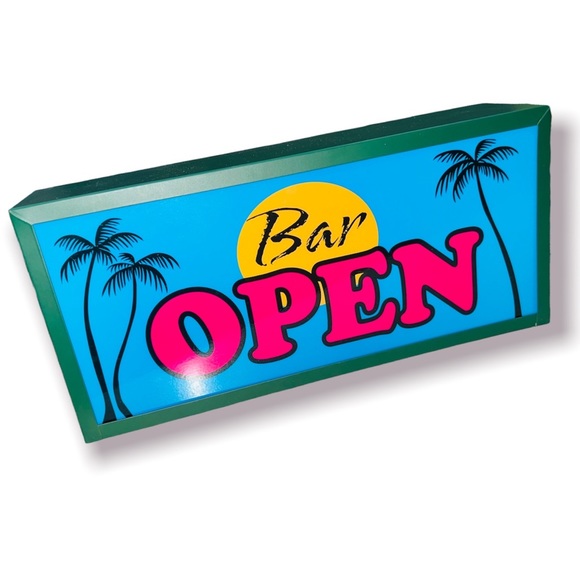 Accents | Bar Open Sign Light Tropical Tiki Lounge Beach Summer Style ...